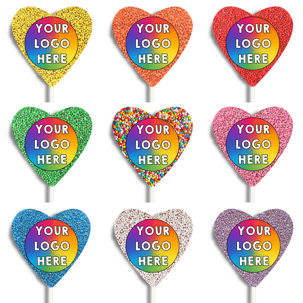 Corporate Personalised Chocolate Heart Freckle Pop - Logo/Graphic Uplo ...
