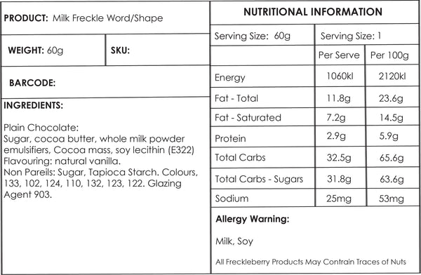 Freckleberry Freckle Word - Thanks - Freckleberry Chocolate Factory