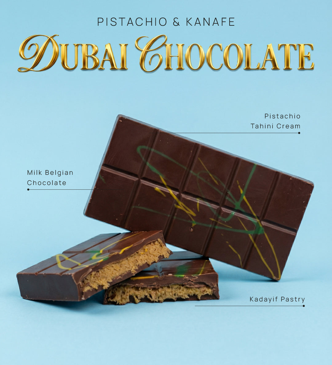 Dubai Chocolate Bar – Pistachio – Freckleberry Chocolate Factory
