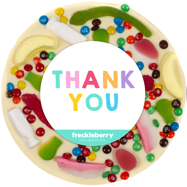 Freckleberry - Giant Lolly Pizza - Thank You - Freckleberry Chocolate ...